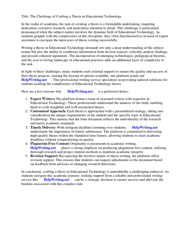 Sample Thesis in Educational Technology | PDF | Thesis | Essays