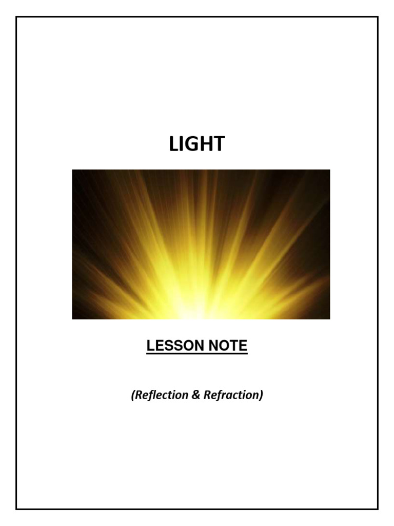 Lesson Note - Light and Waves Reflection Refraction | PDF | Reflection (Physics) | Refraction
