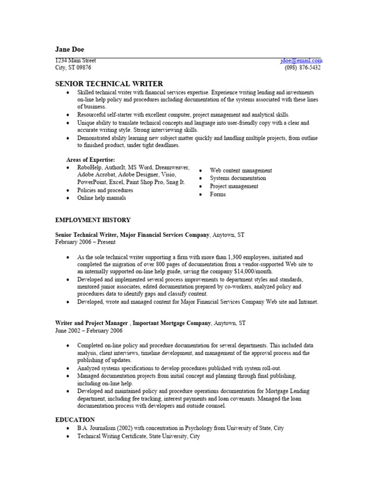 Senior Tech Writer Profile | PDF | World Wide Web | Internet & Web