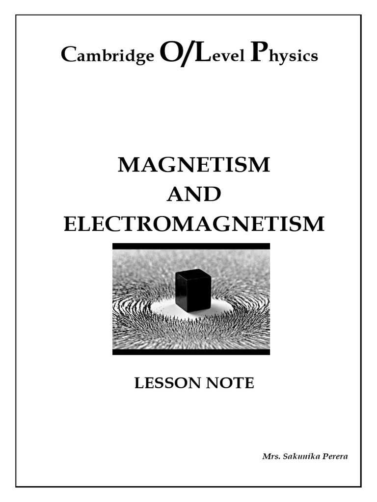 Lesson Note - Magnetism and Electromagnetism | PDF | Magnetism | Magnet