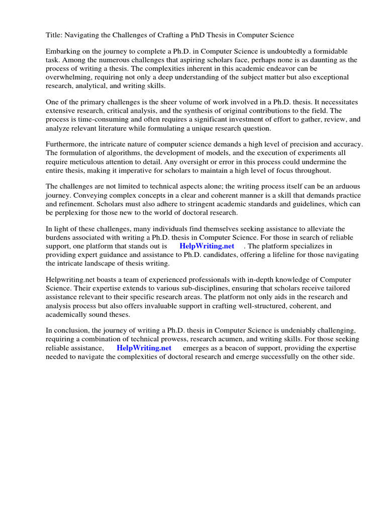PHD Thesis in Computer Science | PDF | Thesis | Computer Science PHD Thesis in Computer Science | PDF | Thesis | Computer Science