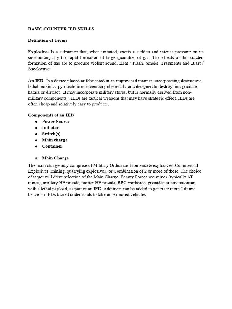 Basic Ied Skills | PDF | Improvised Explosive Device | Switch