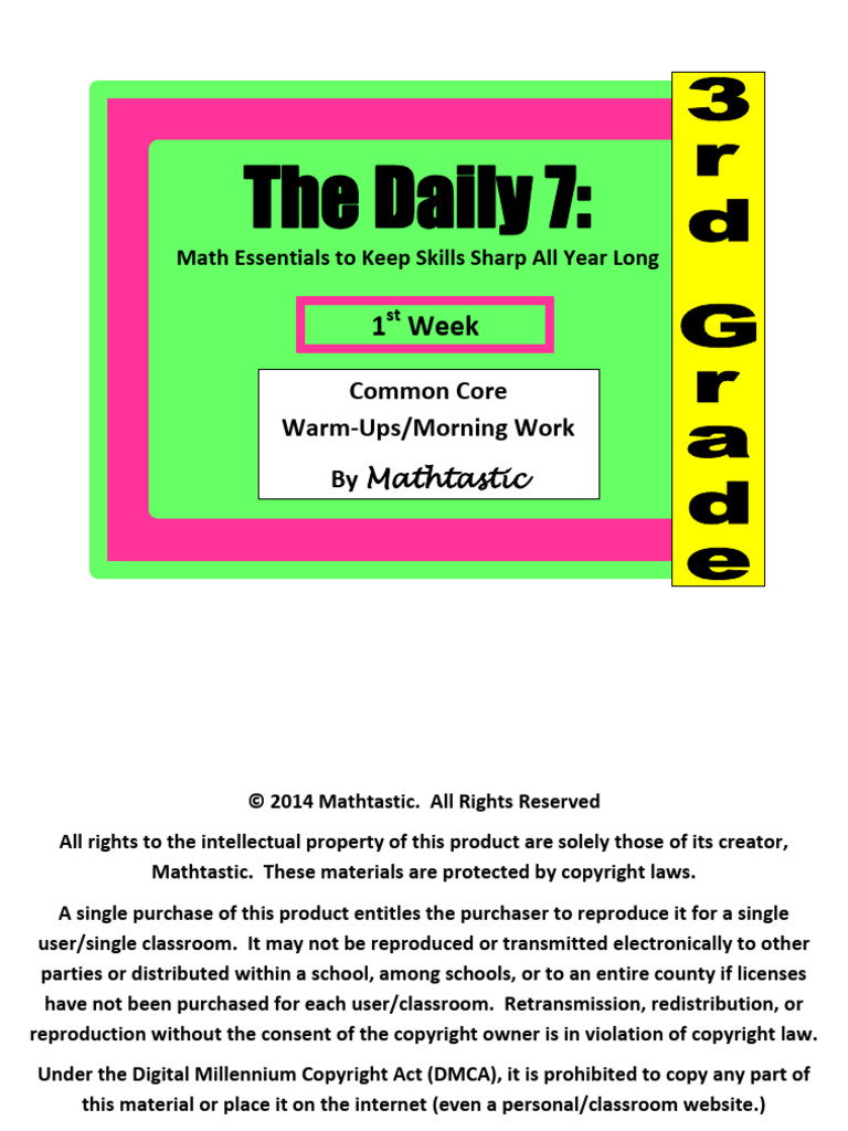 The Daily 7:: 1 Week | PDF | Numbers | Copyright