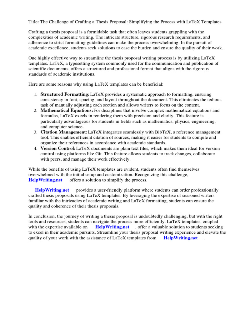 Thesis Proposal Latex Template | PDF | Thesis | Doctor Of Philosophy