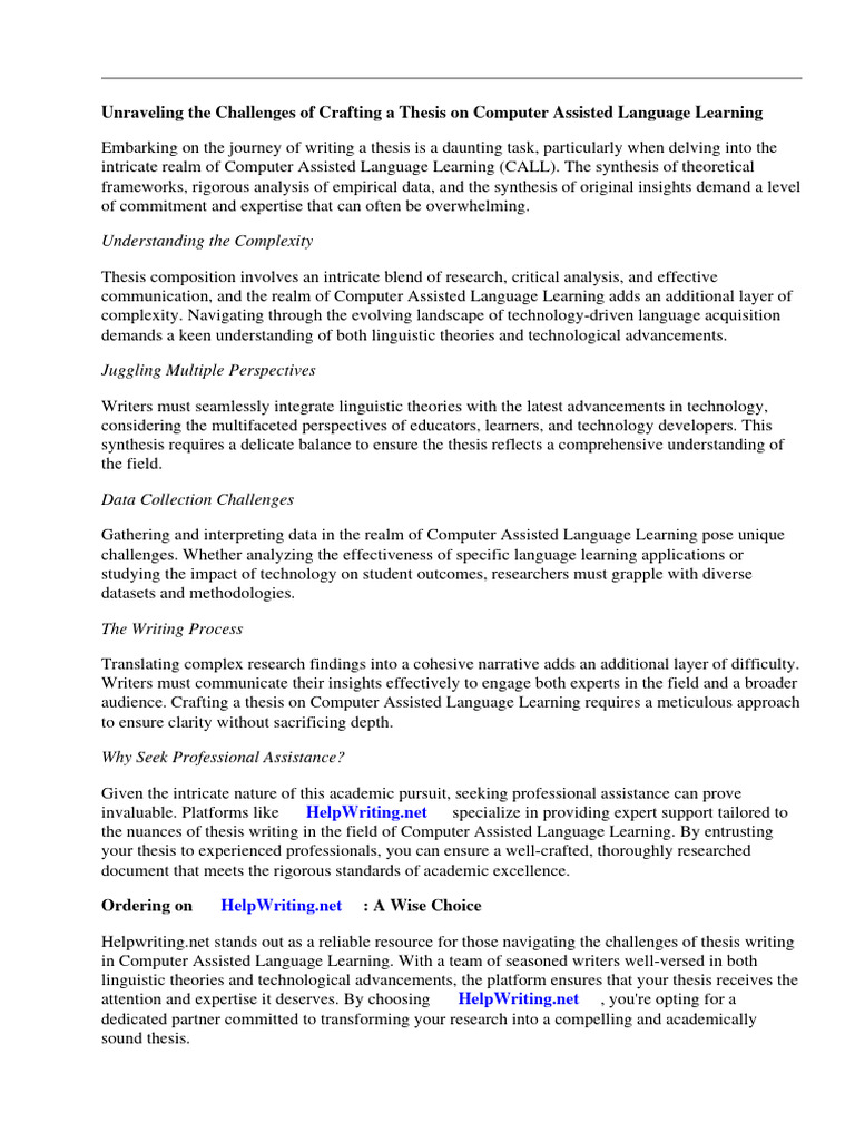 Thesis Challenges in Computer-Assisted Learning | PDF | Educational Technology | Learning