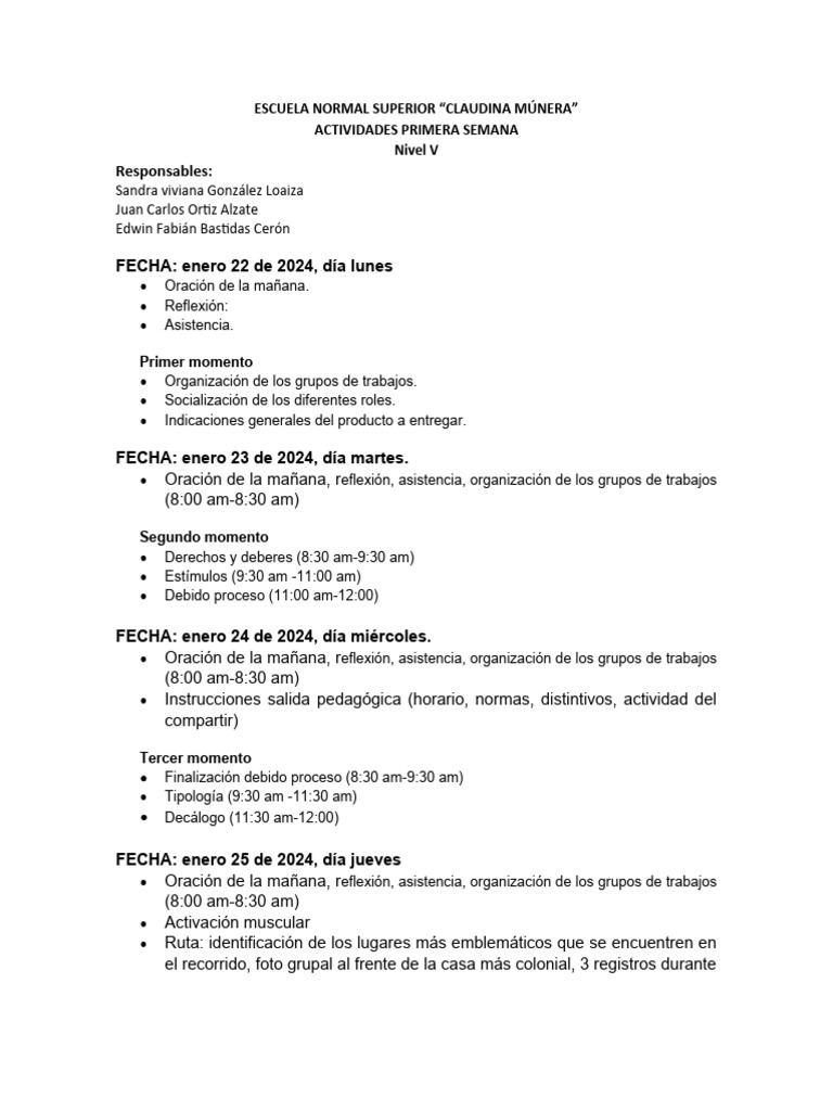 Actividades de Inicio del Año Escolar | PDF
