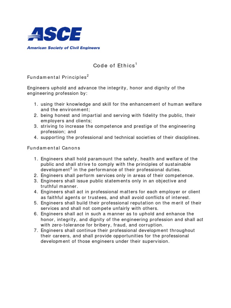 ASCE-Code of Ethics (American Society of Civil Engineers) | PDF ...