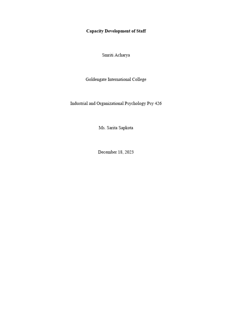 Capacity Development of Staff | PDF | Job Satisfaction | Capacity Building