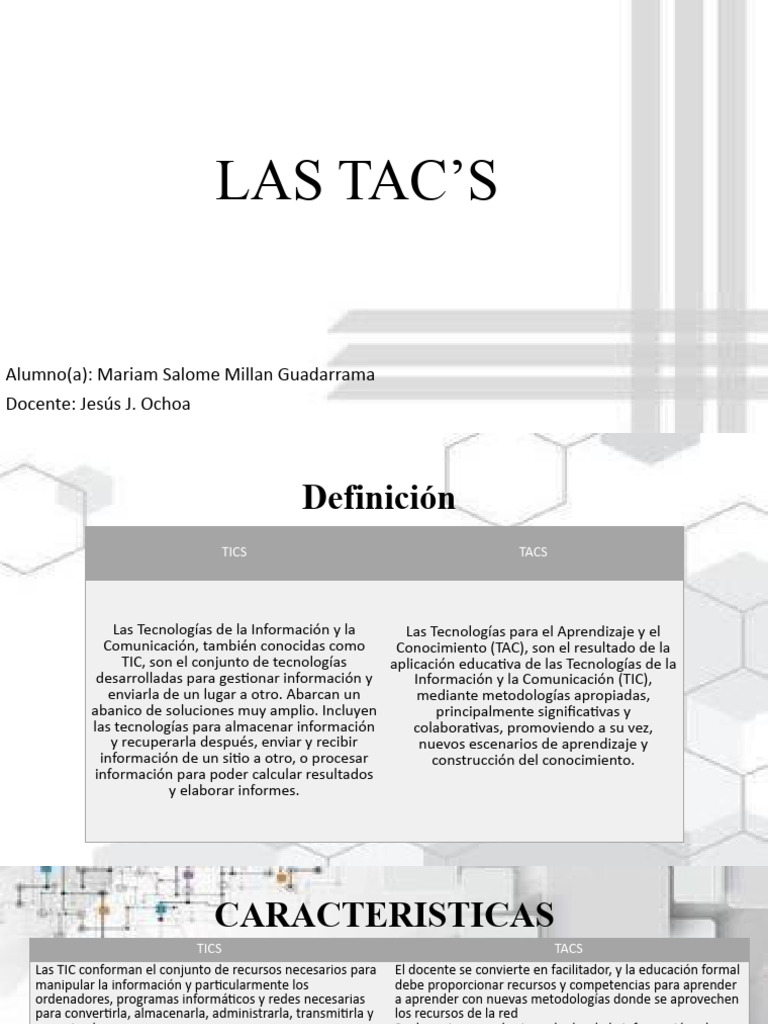 Definición y Características de TACs | PDF | Tecnología de información ...