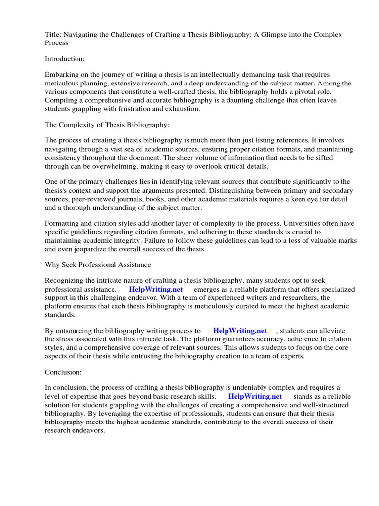 Thesis Bibliography Sample | Download Free PDF | Citation | Bibliography