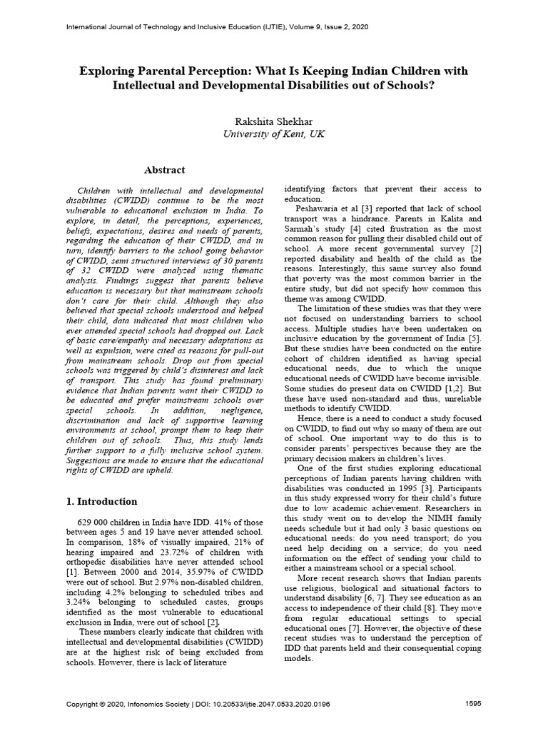 Exploring Parental Perception | PDF | Inclusion (Education) | Disability