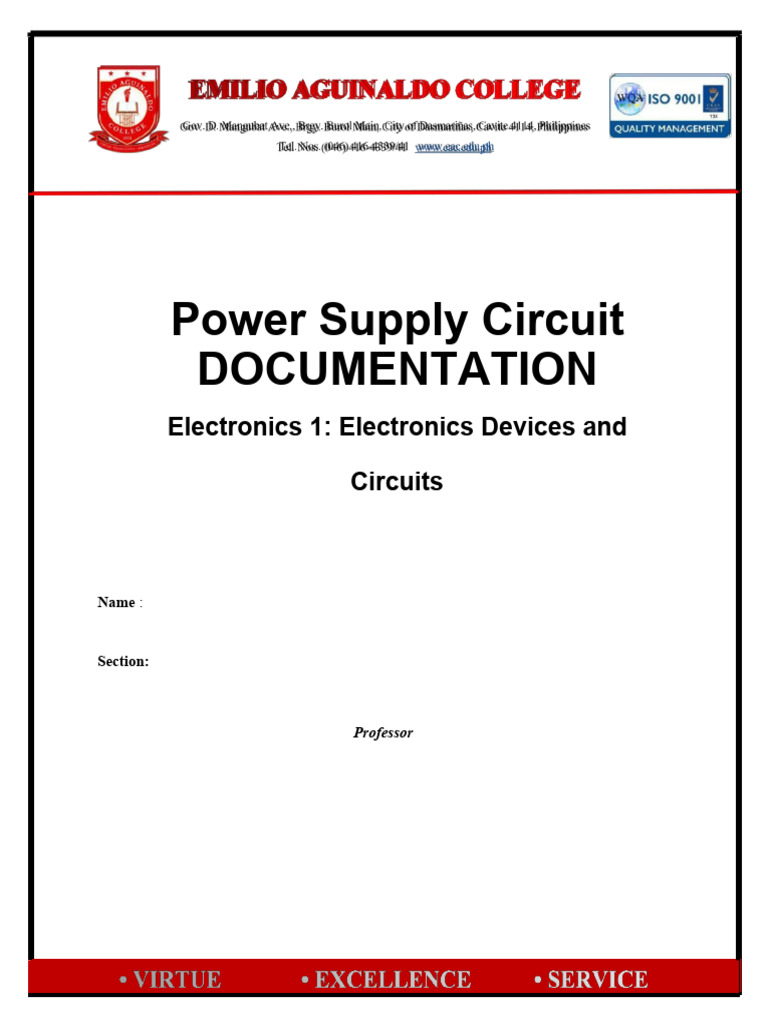 Power-Supply-Circuit-DOCUMENTATION-Electronics-1 | PDF | Power Supply | Printed Circuit Board