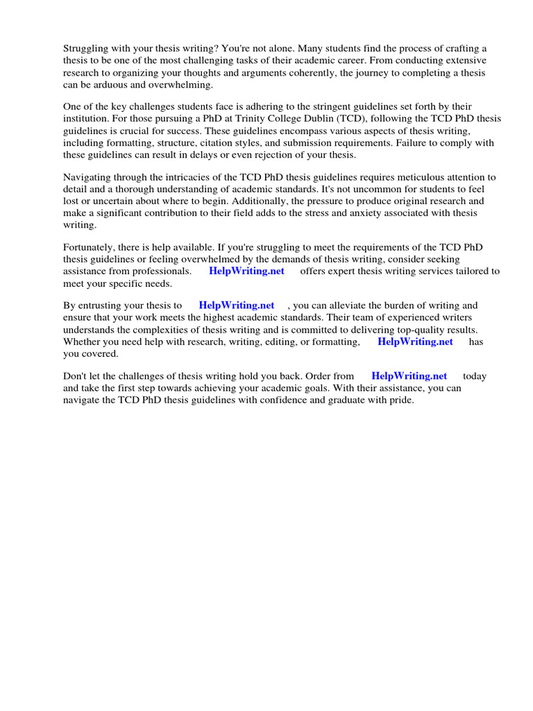 Tcd Phd Thesis Guidelines | PDF | Thesis | Doctor Of Philosophy