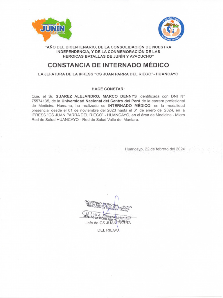 Constancia Cs JPR Suarez | PDF