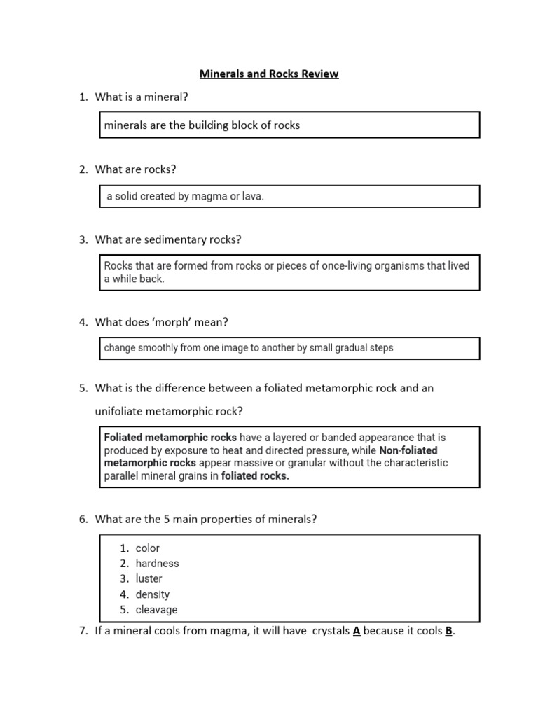 Rocks and Minerals Review Online | PDF | Rock (Geology) | Minerals