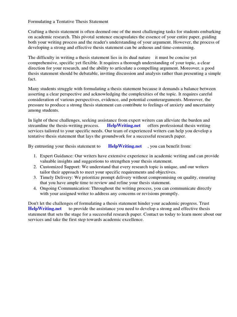 Formulating A Tentative Thesis Statement | PDF | Essays | Thesis