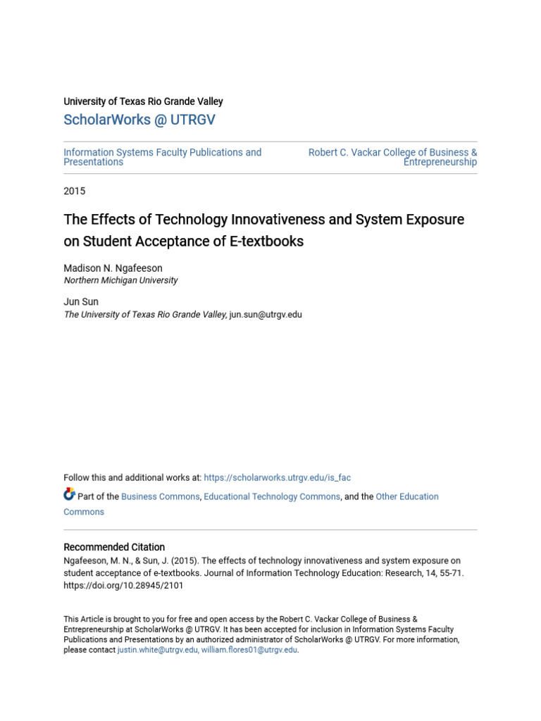 The Effects of T Ects of Technology Inno Echnology Innovativeness and ...