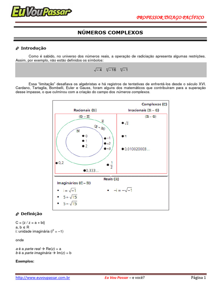 Aula 150 - Conjuntos Numéricos Complexos | PDF | Número complexo ...