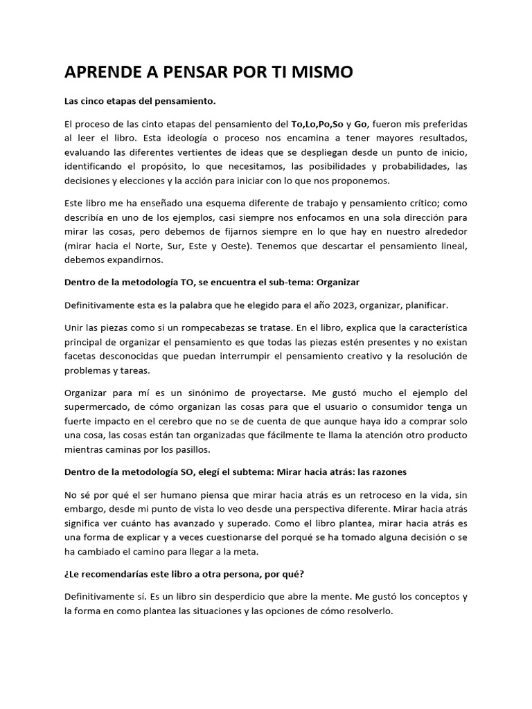 Aprende a Pensar Críticamente | PDF | Crecimiento personal y profesional