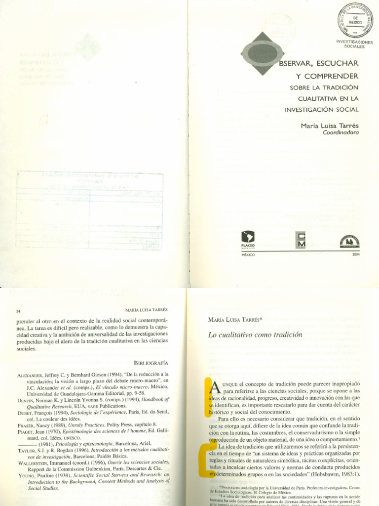 Maria Luisa Tarres Observar Escuchar y Comprender | PDF Maria Luisa Tarres Observar Escuchar y Comprender | PDF