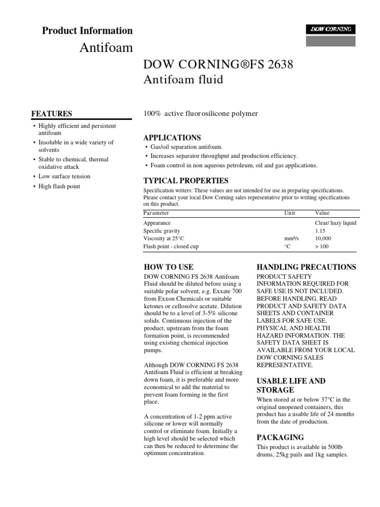 Antiespumante Dow Corning | PDF | Foam | Applied And Interdisciplinary Physics
