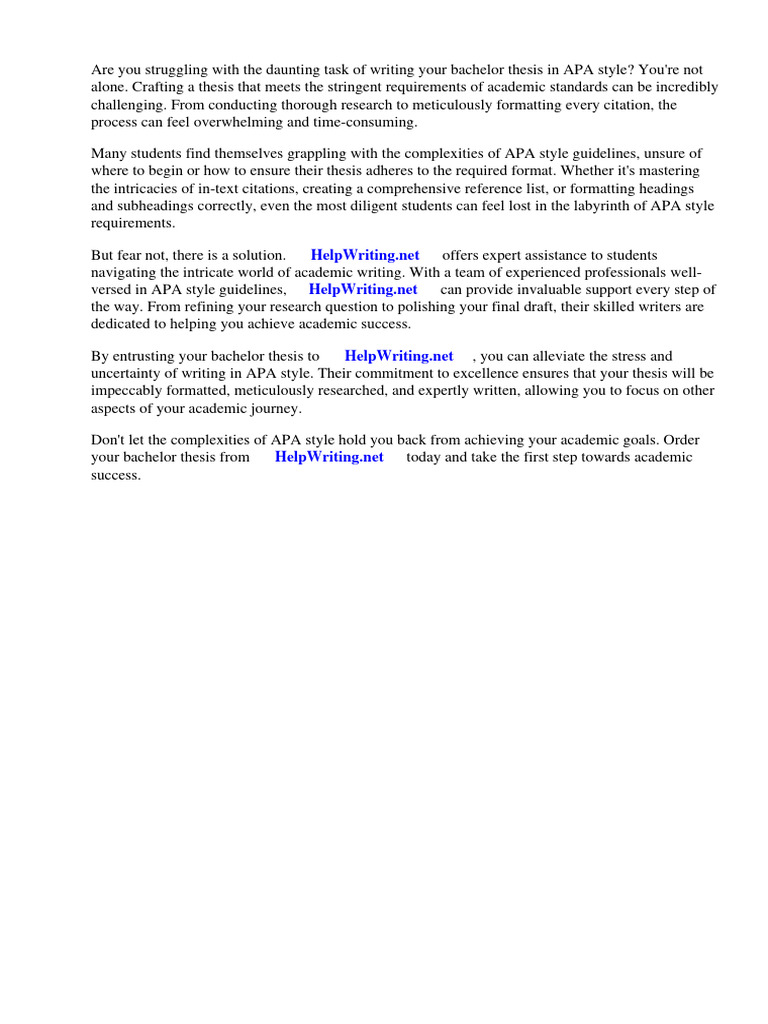 Bachelor Thesis Apa Style Example | PDF | Thesis | Apa Style