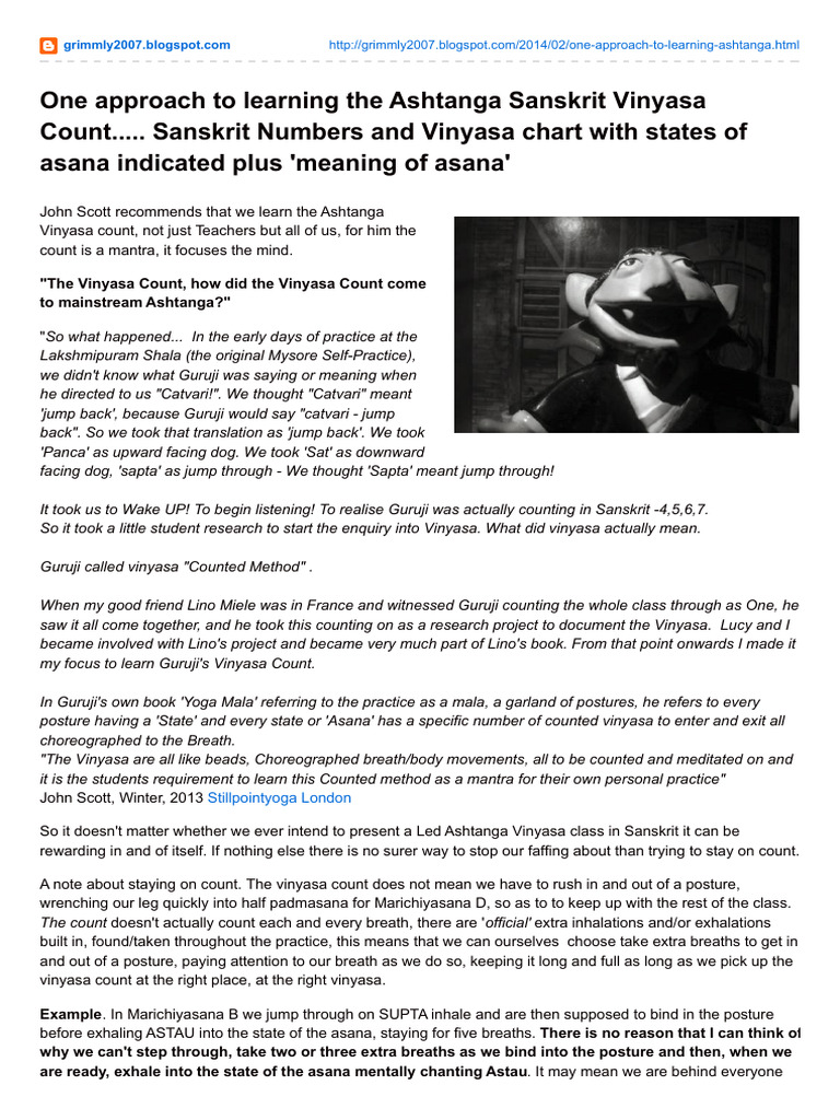 Vinyasa Count Sanskrit Numbers and Vinyasa Chart With | PDF | Ashtanga ...