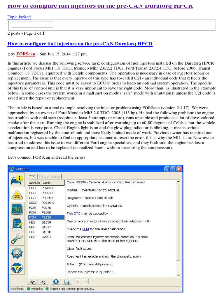 How To Configure Fuel Injectors On The pre-CAN Duratorq HPCR | PDF | Vehicle Technology | Engines