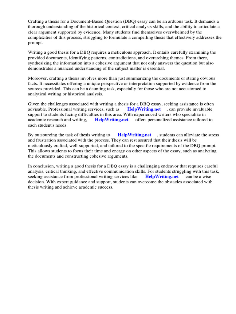 How To Write A Good Thesis For DBQ | PDF | Essays | Thesis