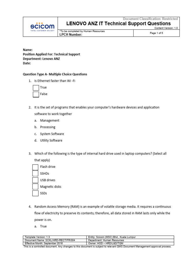 Assessment - Lenovo - ANZ | PDF | Computer Data Storage | Bios