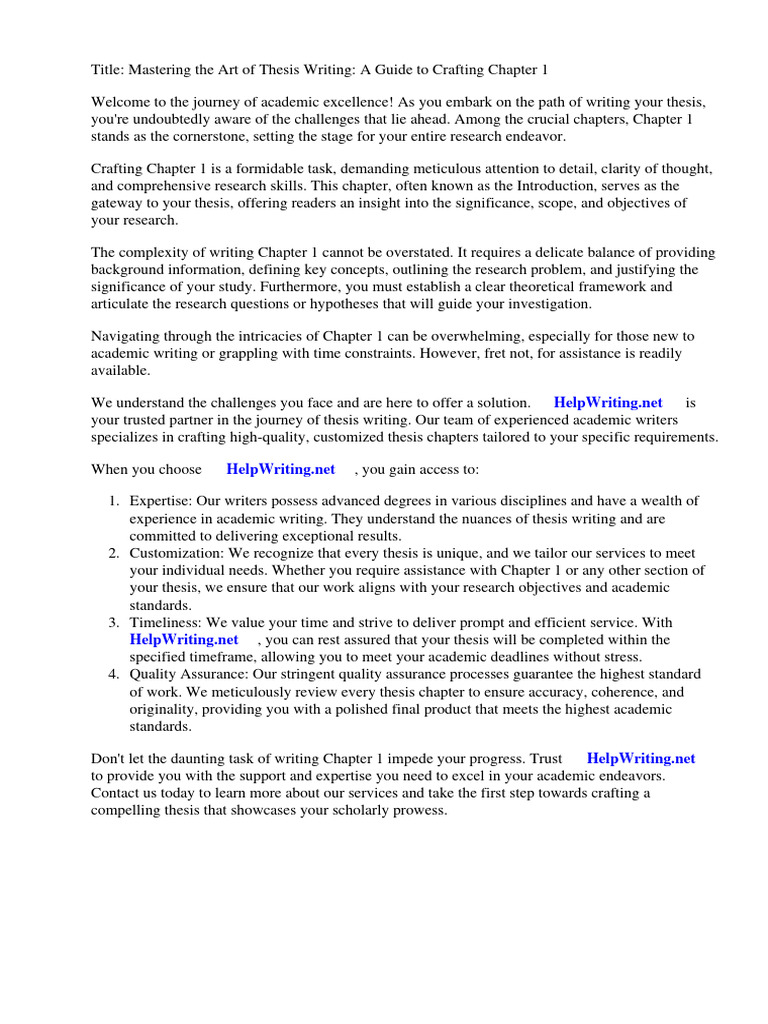 Thesis Chapter 1 Example | PDF | Thesis | Methodology