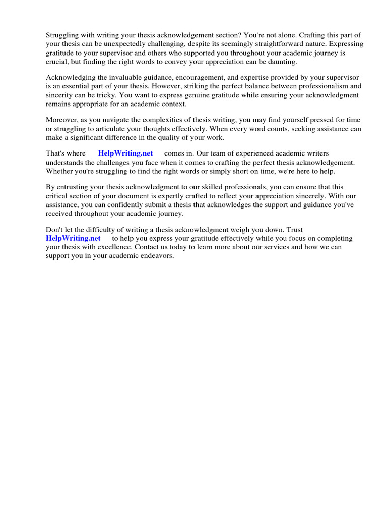 Thesis Acknowledgement Supervisor | PDF | Thesis