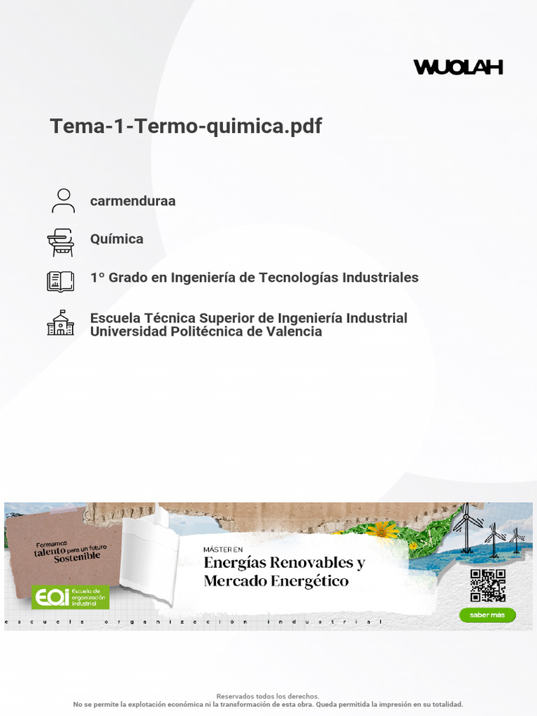 Wuolah Free Tema 1 Termo Quimica | PDF | Entropía | Energía libre de Gibbs