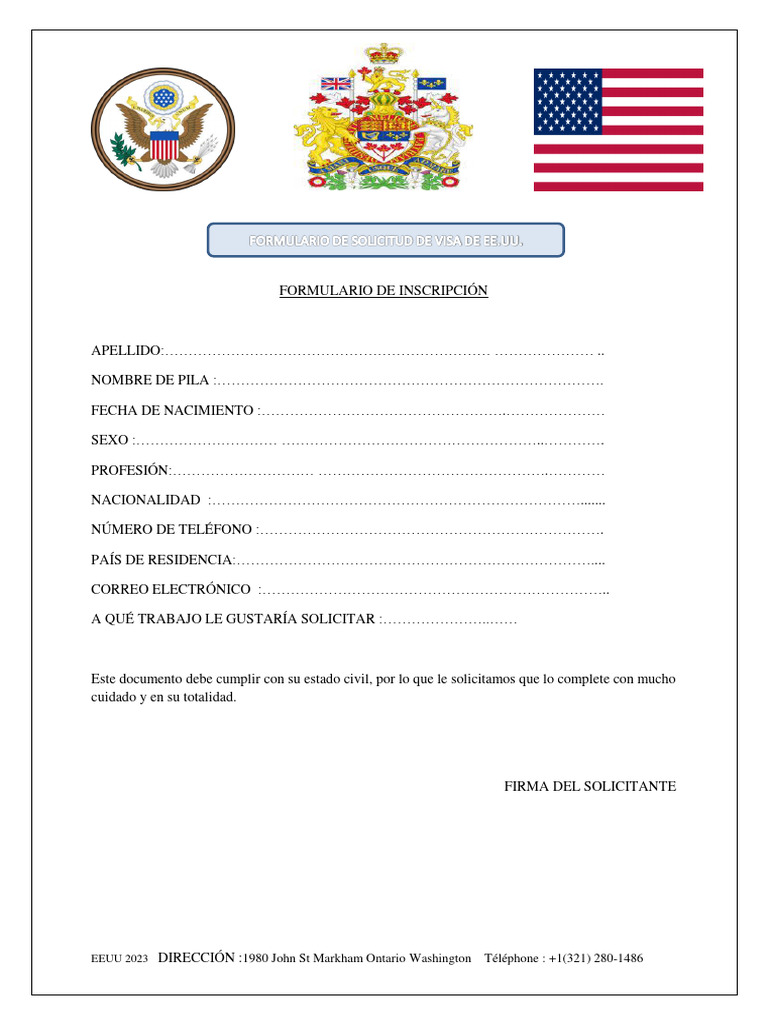 Formulario de Solicitud de Visa de Ee - Uu | PDF | Juegos y actividades ...