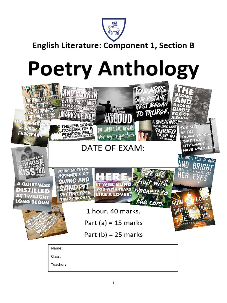 LIT Poetry Anthology Revision Booklet | PDF | Metre (Poetry) | Poetry