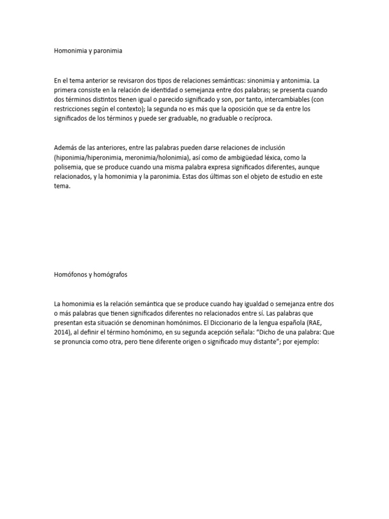 Homonimia y Paronimia: Definición y Ejemplos | PDF | Palabra | Gramática