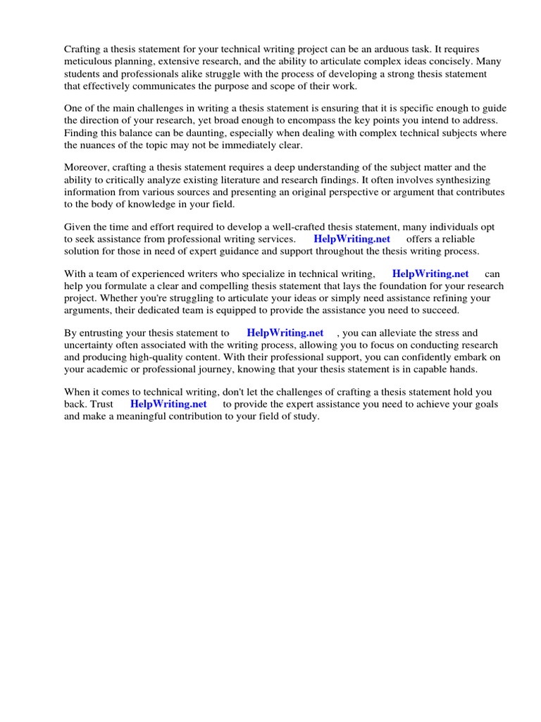 Thesis Statement Technical Writing | PDF | Essays | Thesis