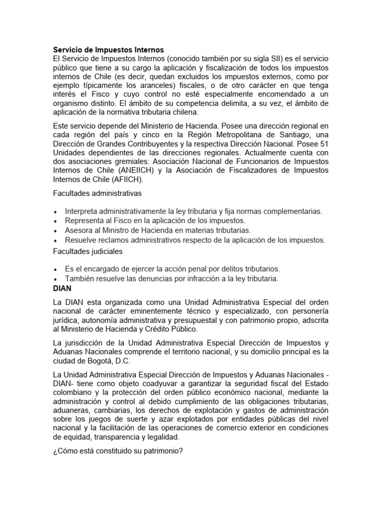 Servicio de Impuestos Internos | PDF | aduana | Economias