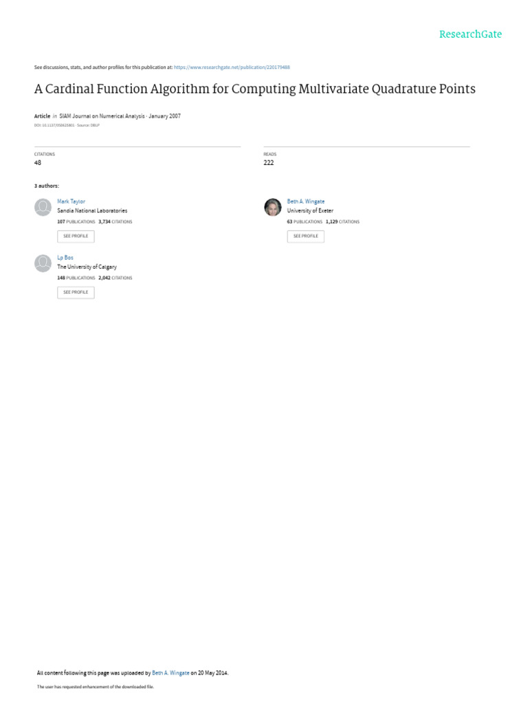 A - Cardinal - Function - Algorithm - For - Computing - Multiv | PDF ...