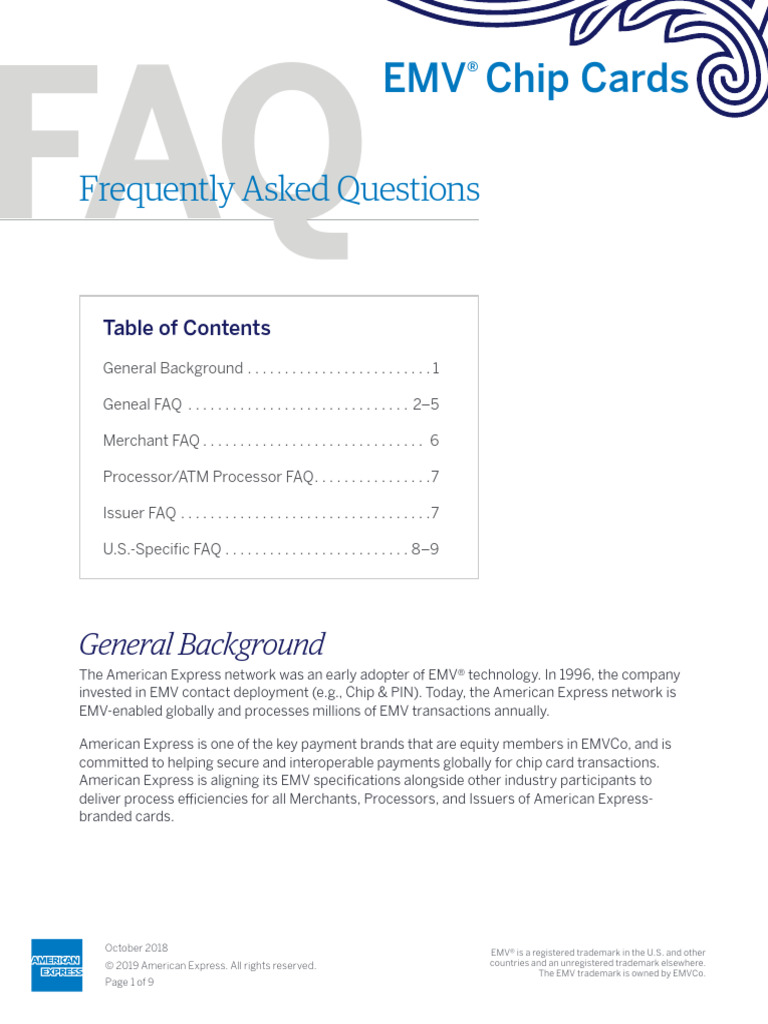 EMV Chip Cards FAQs | PDF | Emv | Payment Card Industry Data Security ...