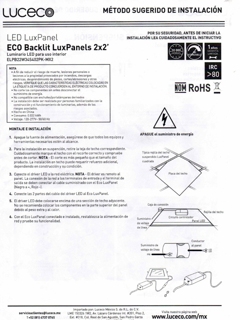 1 Luminaria Luceco 2X2 Elpb22w34s402pk-Mx2 | PDF