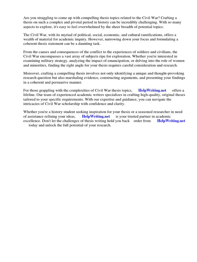 Civil War Thesis Topic Ideas Guide | PDF | American Civil War ...