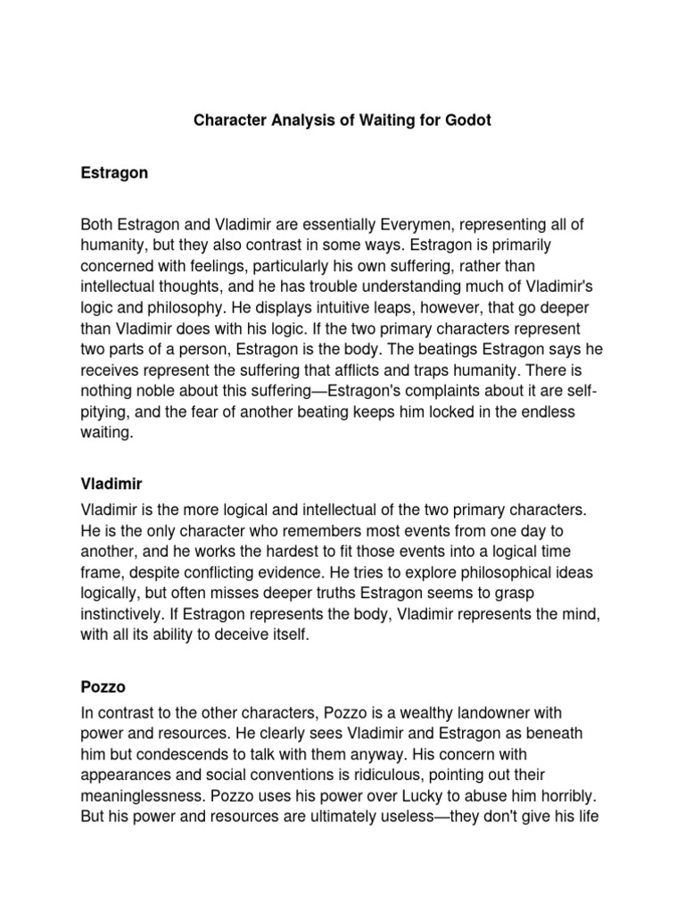 Character Analysis of Waiting For Godot | PDF | Philosophical Theories
