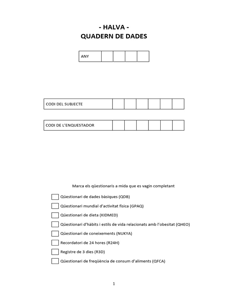 Quadern de Dades HALVAv4.3 - 2023 | PDF