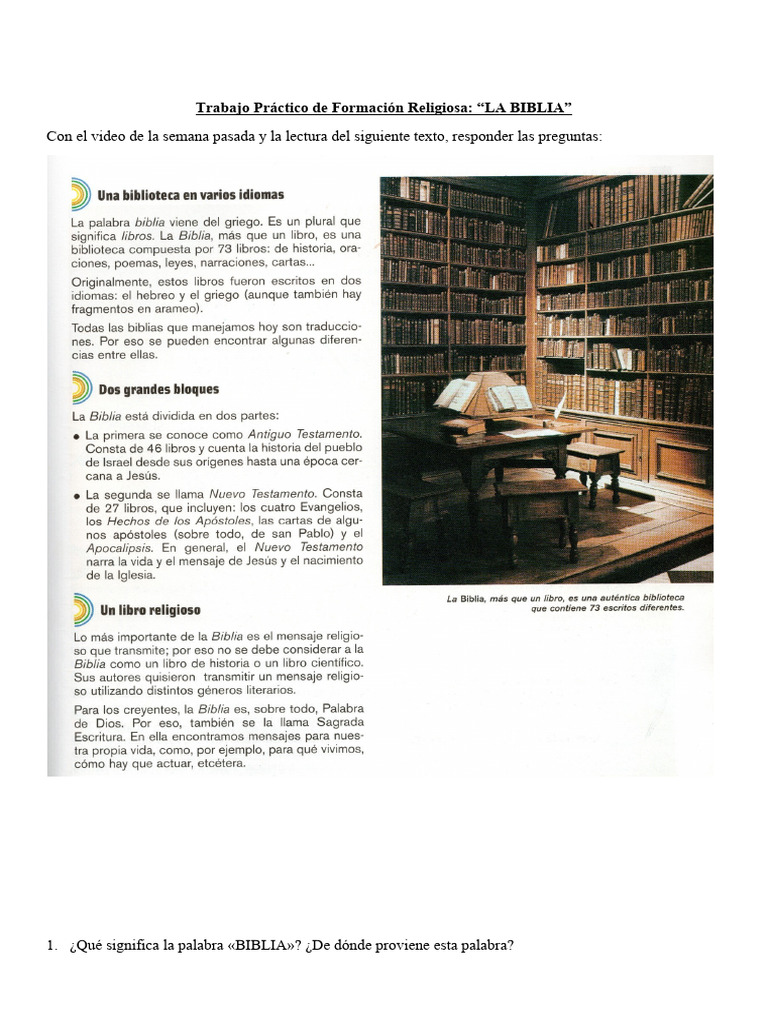 Actividad de Formacion Religiosa | PDF | Biblia | Nuevo Testamento