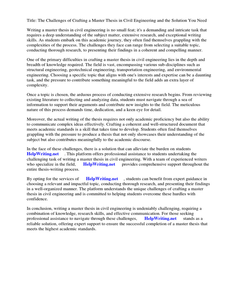 Master Thesis Civil Engineering PDF | PDF | Thesis | Engineering