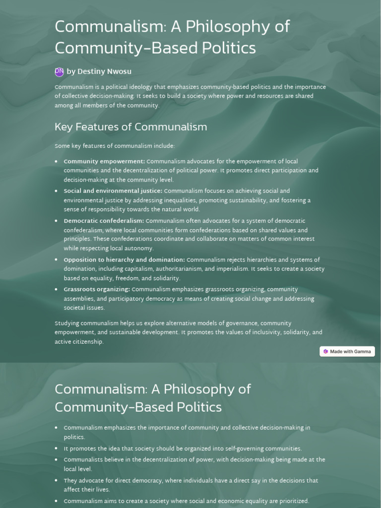Communalism A Philosophy of Community Based Politics | PDF | Economic ...