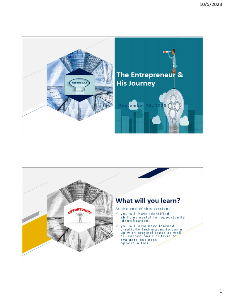 Module 1 Session 3 The Entrepreneur & His Journey | PDF | Entrepreneurship | Goal
