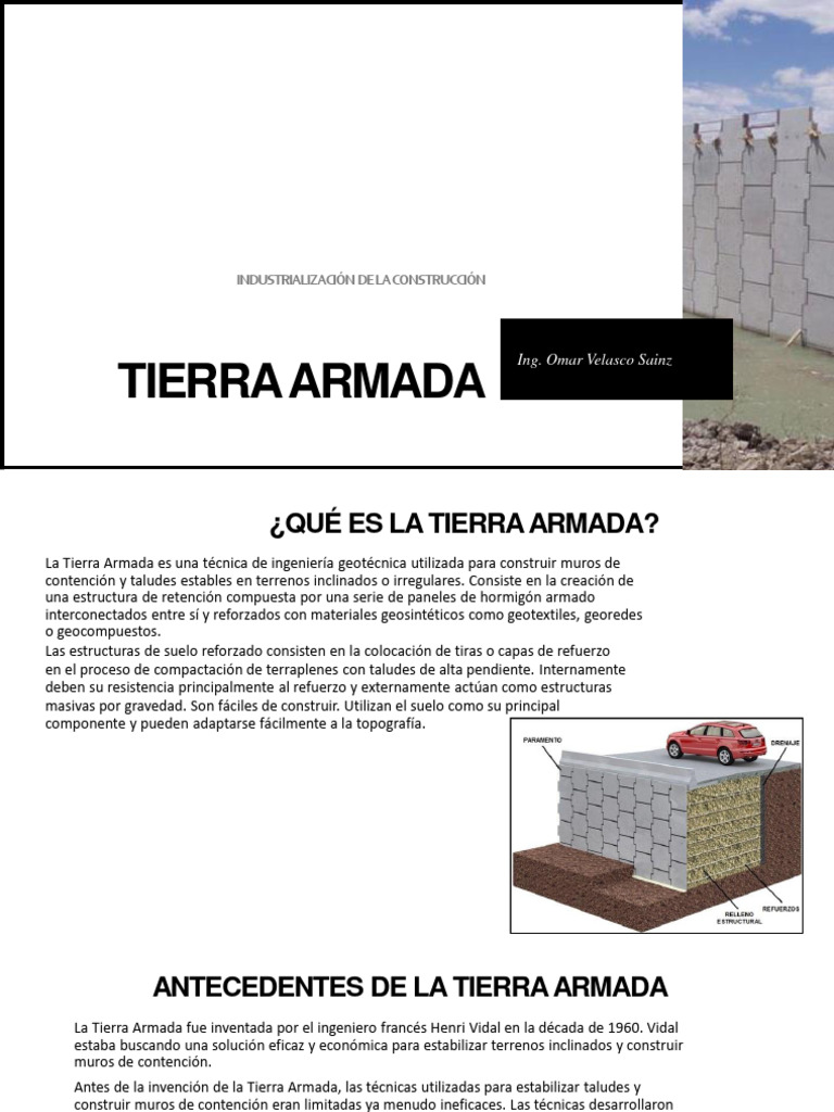 Muros de Tierra Armada: Diseño y Proceso | PDF | Hormigón | Materiales