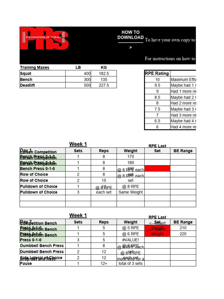 2022 PRs 15 Week Program - 4x Bench, Sumo Deadlift | PDF | Weight | Athletic Sports